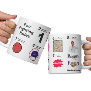 Fair Fighting Rules White Glossy Large Mug Relationship Support Mental ...