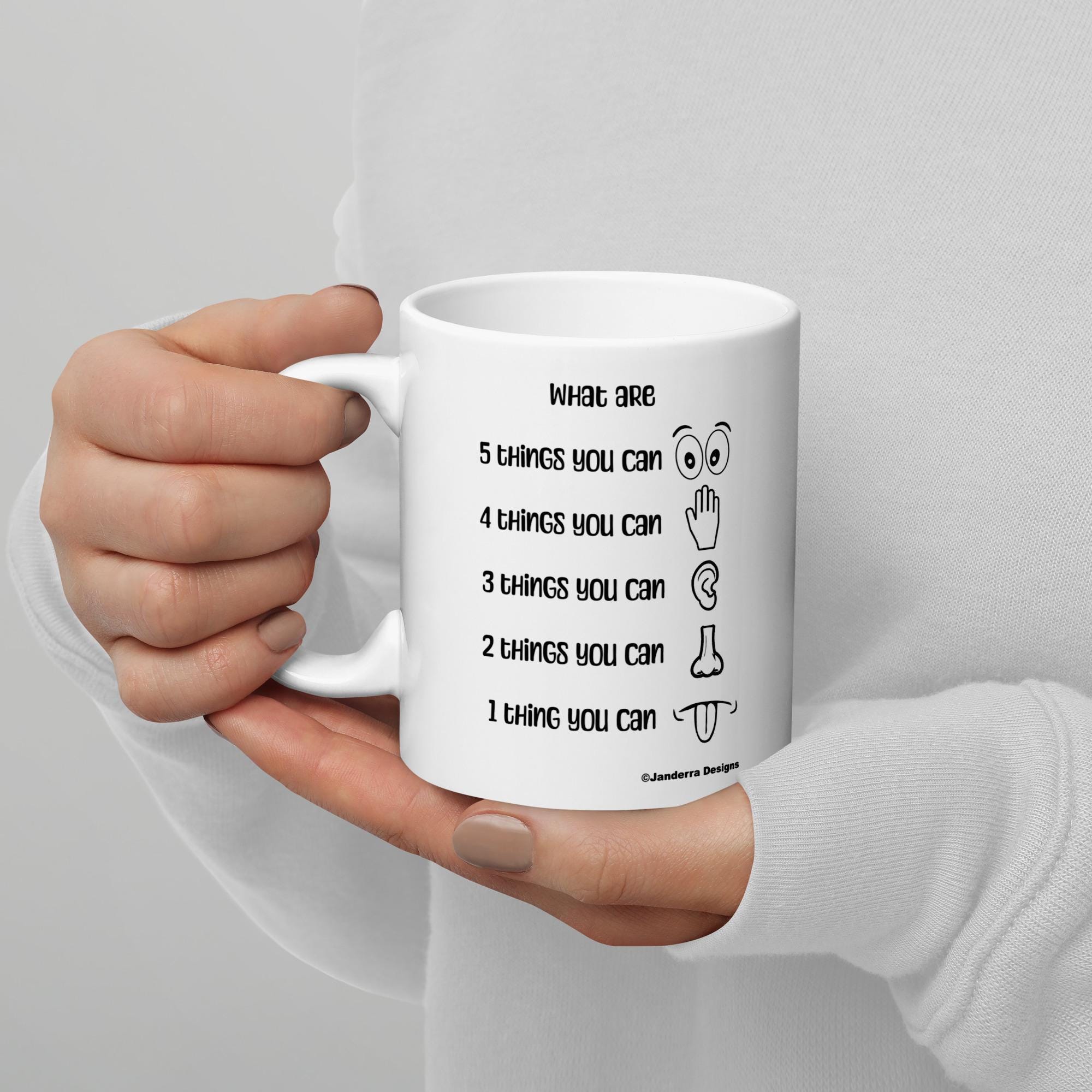 5 Senses Grounding Mindful Relaxation Exercise White Glossy Mug - Etsy