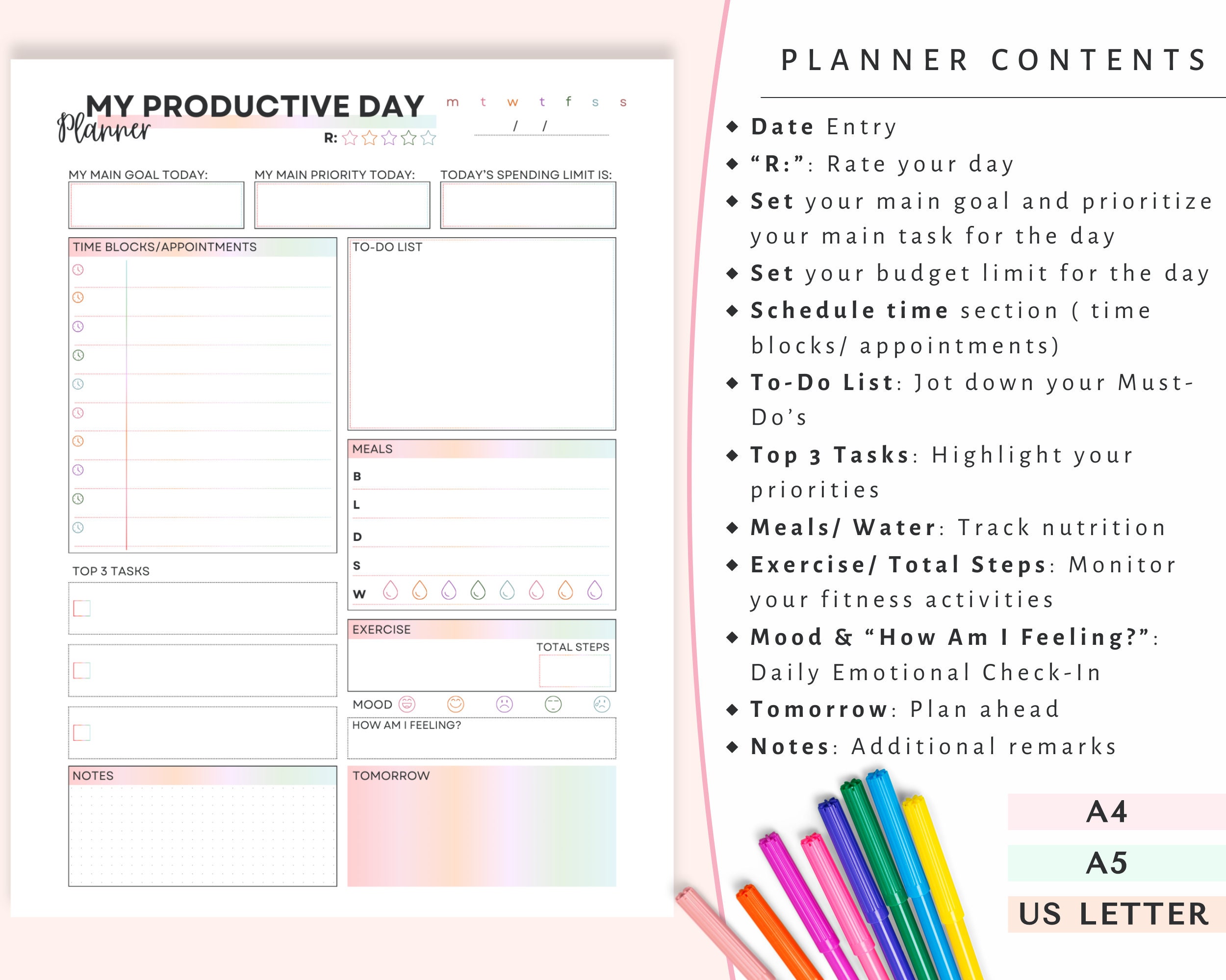 Daily Productive Planner Productive Day Planner Day-to-day Planner ...