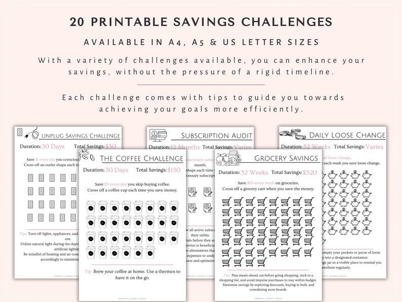 Printable Savings Challenges Pack | Non-consecutive Challenges | Tips ...