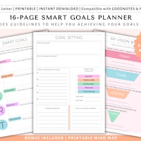 Smart Goals Planner Worksheet Printable Goal Setting Worksheet Template ...