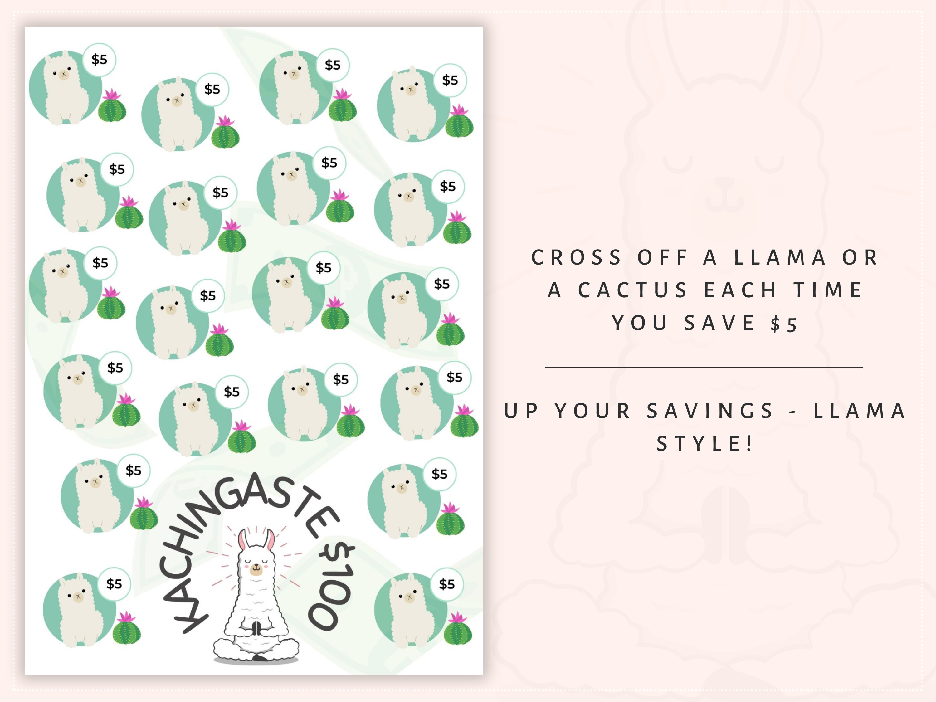 Printable Llama Savings Challenge | Stop the Llama Drama and Save Money ...