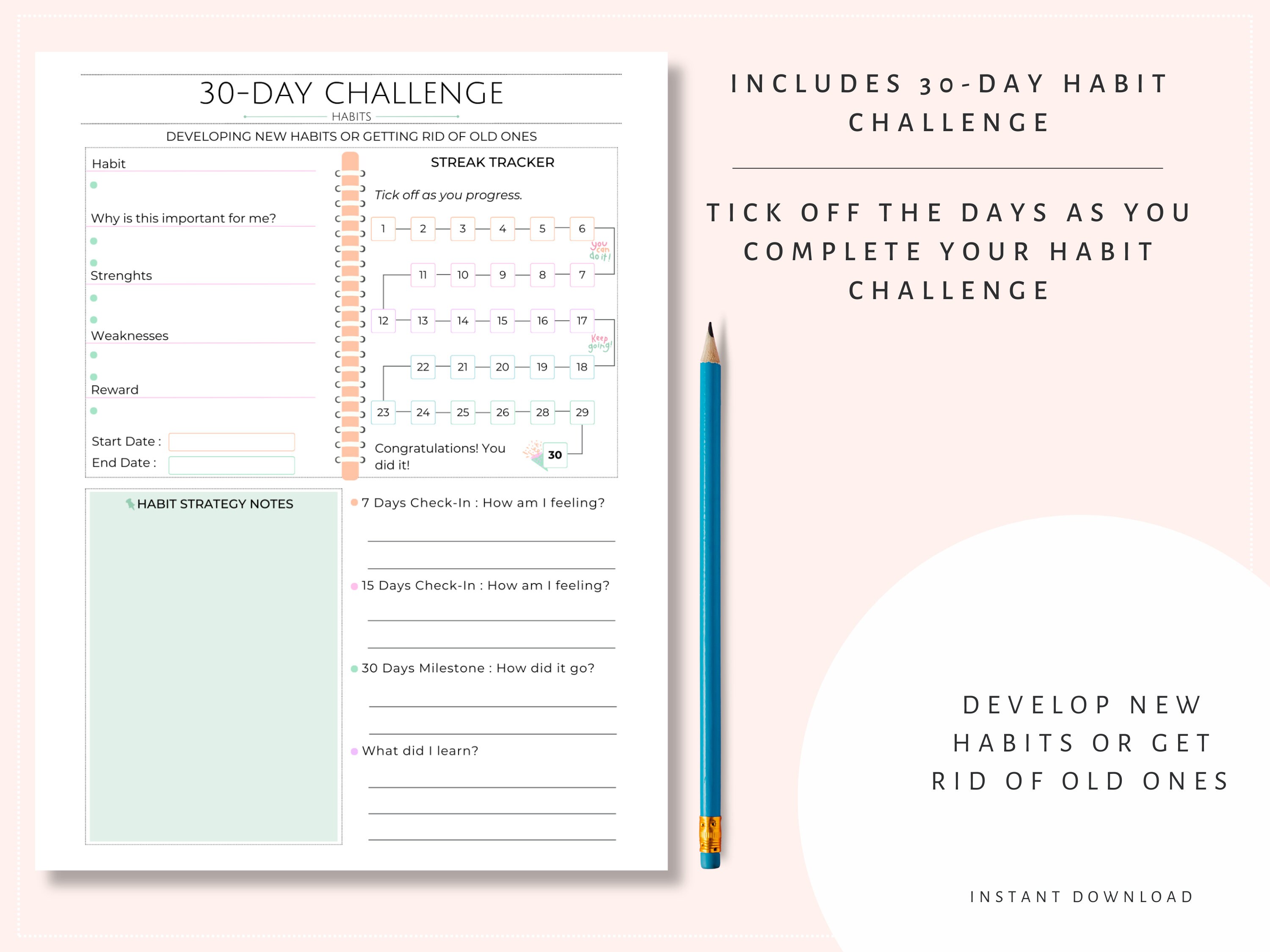 13-page Habit Tracker Plus Free To-do List Included Habit Tracker ...