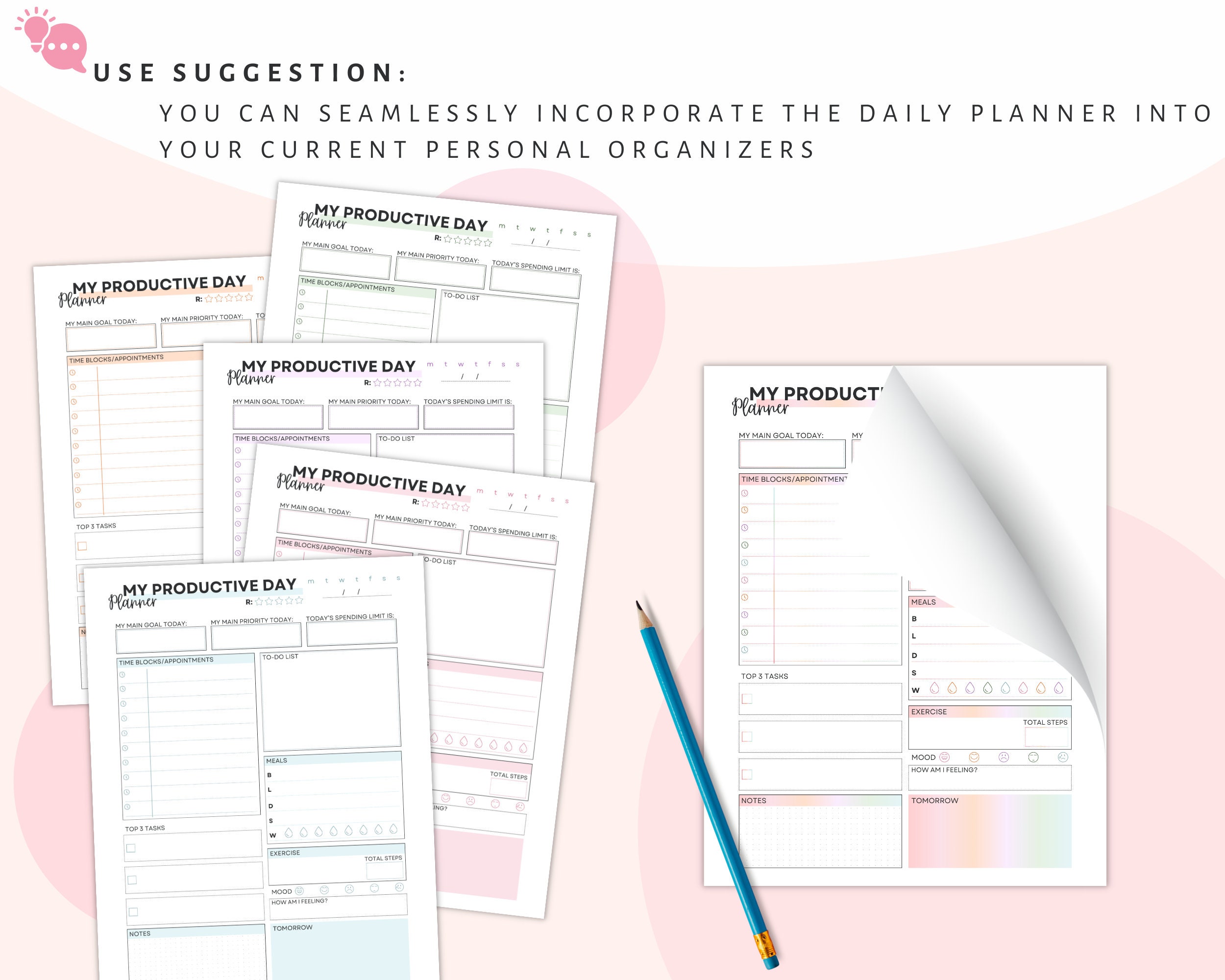 Daily Productive Planner Productive Day Planner Day-to-day Planner ...