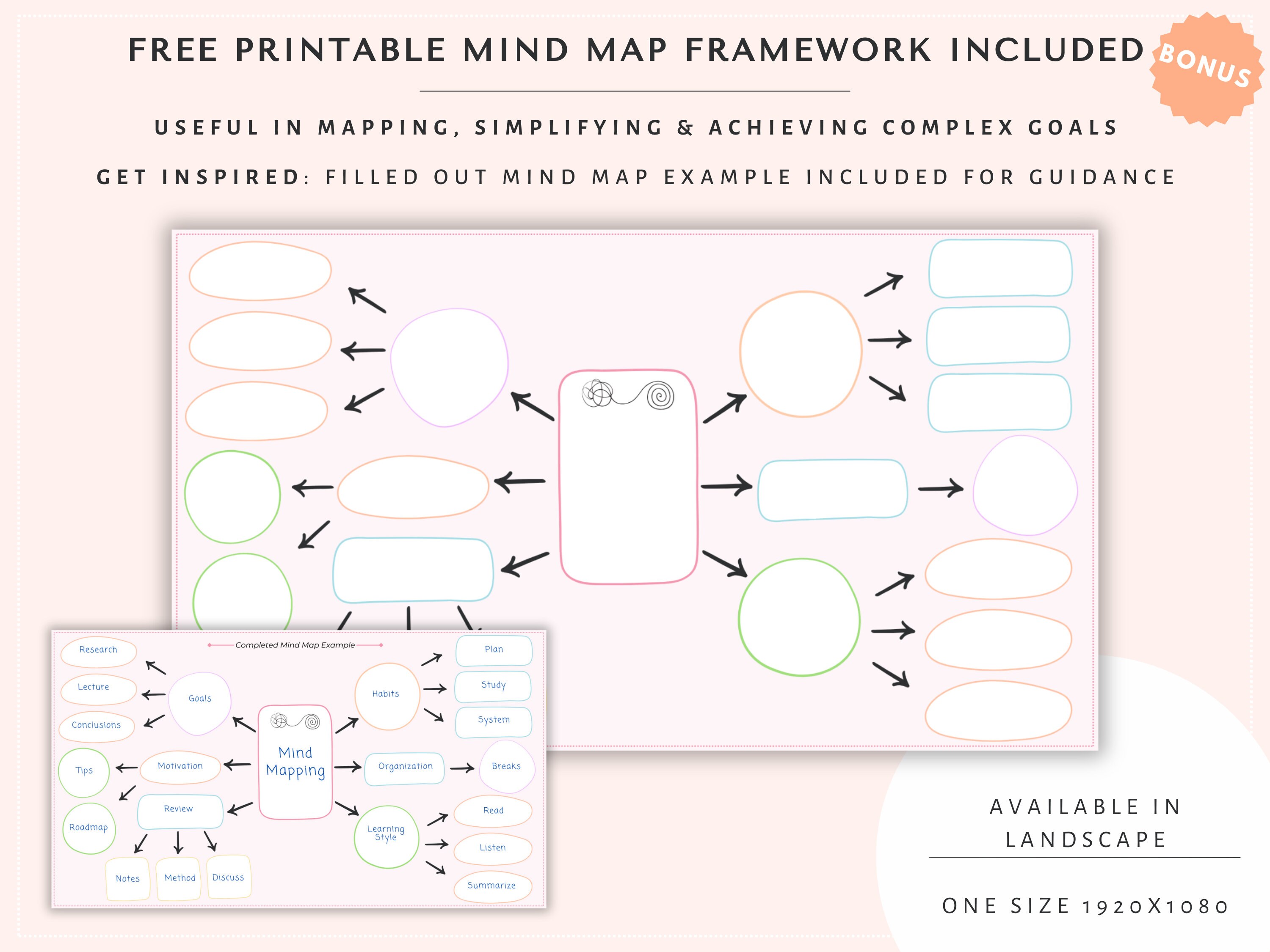 SMART Goals Planner | 16-page Printable, Mind Map Bonus (digital ...