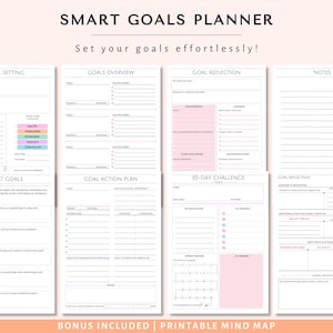 16-page SMART Goals Planner Plus Printable Mind Map Bonus Included ...