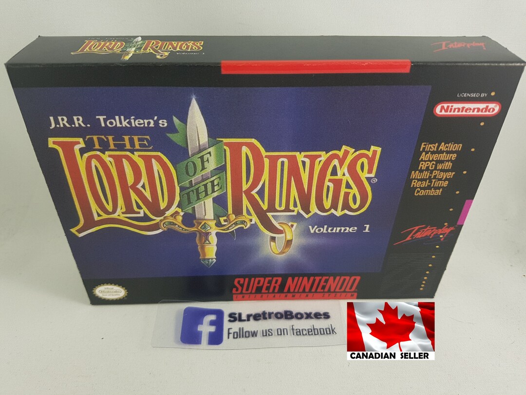The LORD of the RINGS Snes, Super Nintendo Replacement Custom Box ...