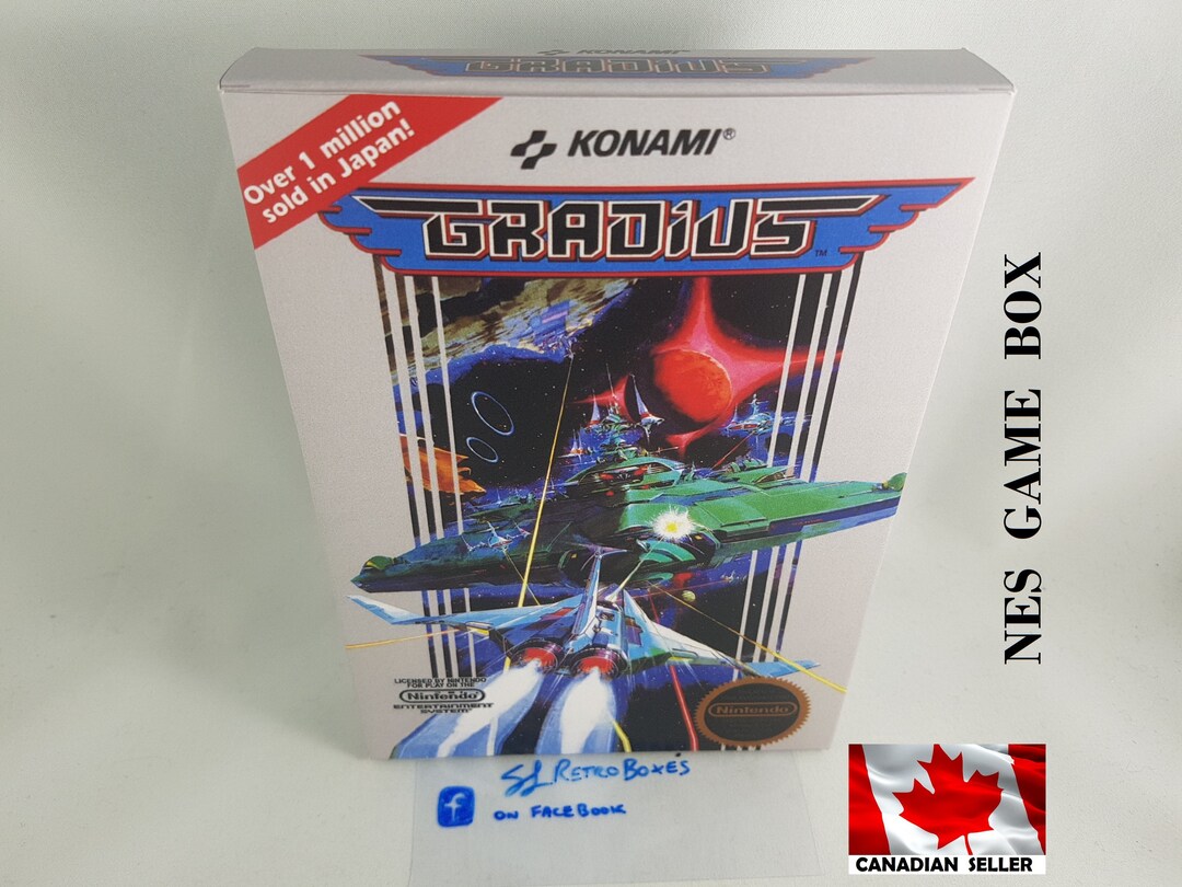 GRADIUS Nes, Nintendo Replacement Custom Box Available With Dust Cover ...