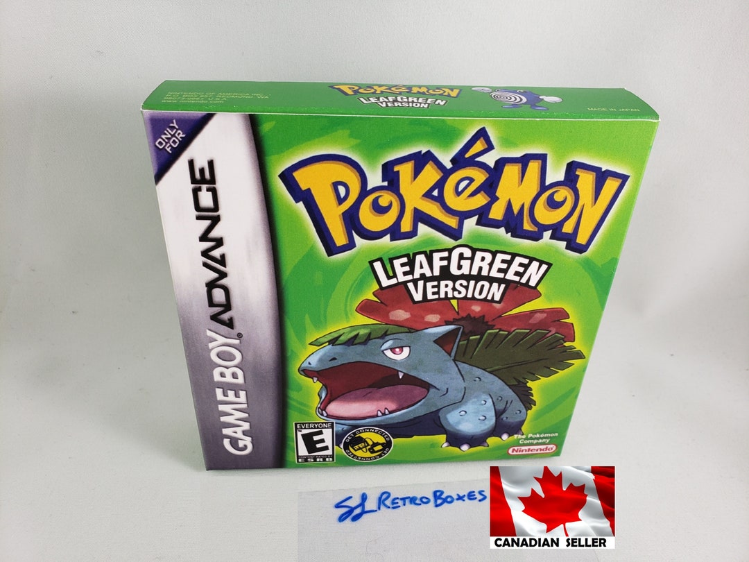 POKEMON LEAF GREEN Box Gba Nintendo Gameboy Advance Replacement Custom ...