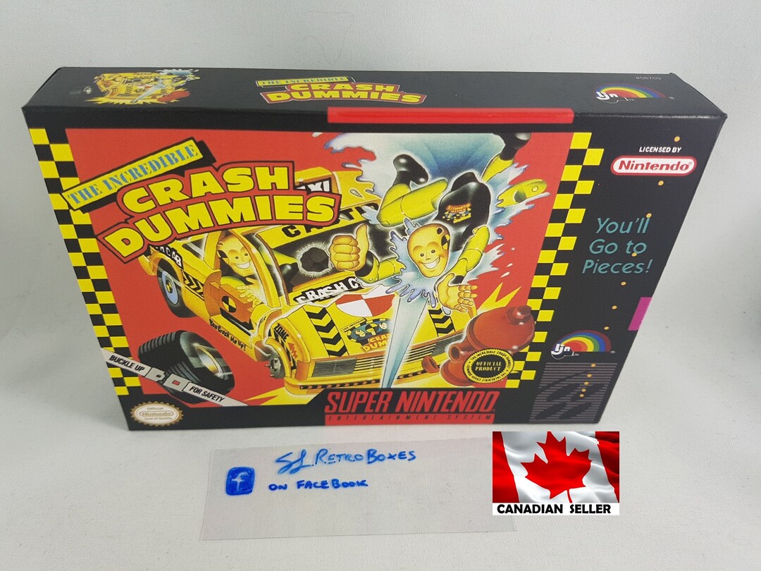 INCREDIBLE CRASH Test DUMMIES Snes, Super Nintendo Replacement Custom ...