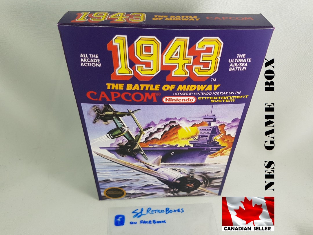 1943 the BATTLE of Midway NES, Nintendo Replacement Custom Box ...