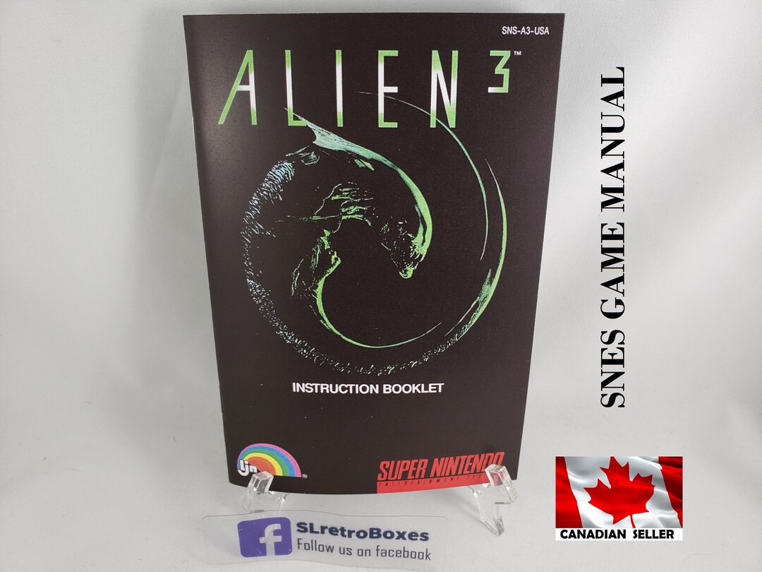 ALIEN 3 Manual SNES, Replacement Game Instruction Manual Booklet ALIENS ...