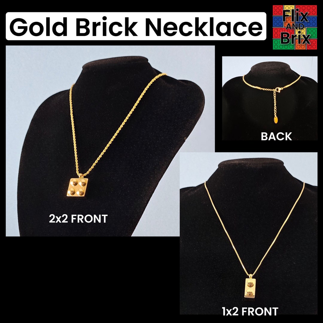 Gold Colored Stainless Steel Brick Necklace - Etsy