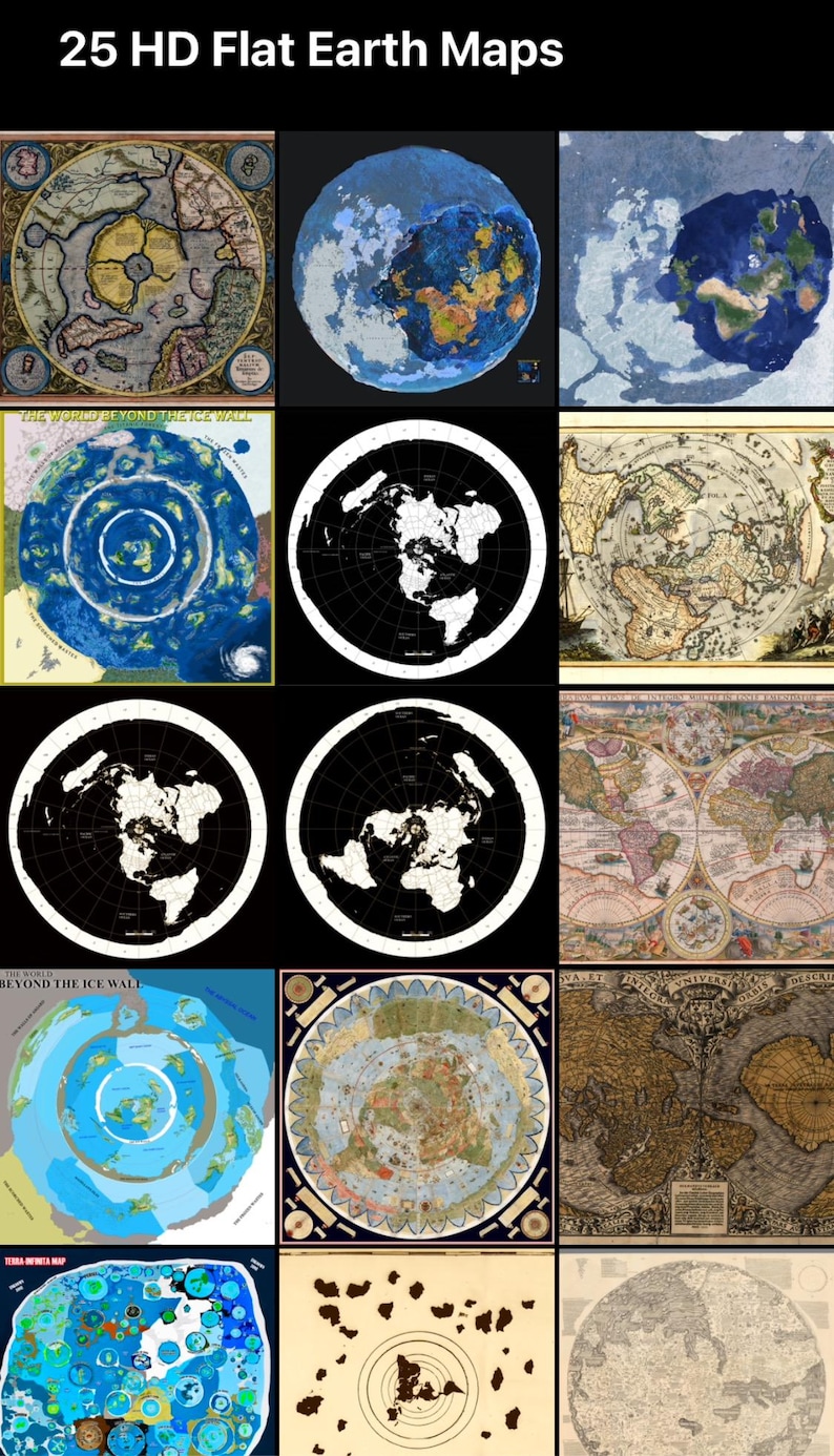 All 20 Flat Earth Maps High Resolution Digital Download Extra ...