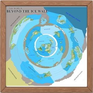 World Beyond the Ice Wall Flat Earth Map High Resolution Digital ...