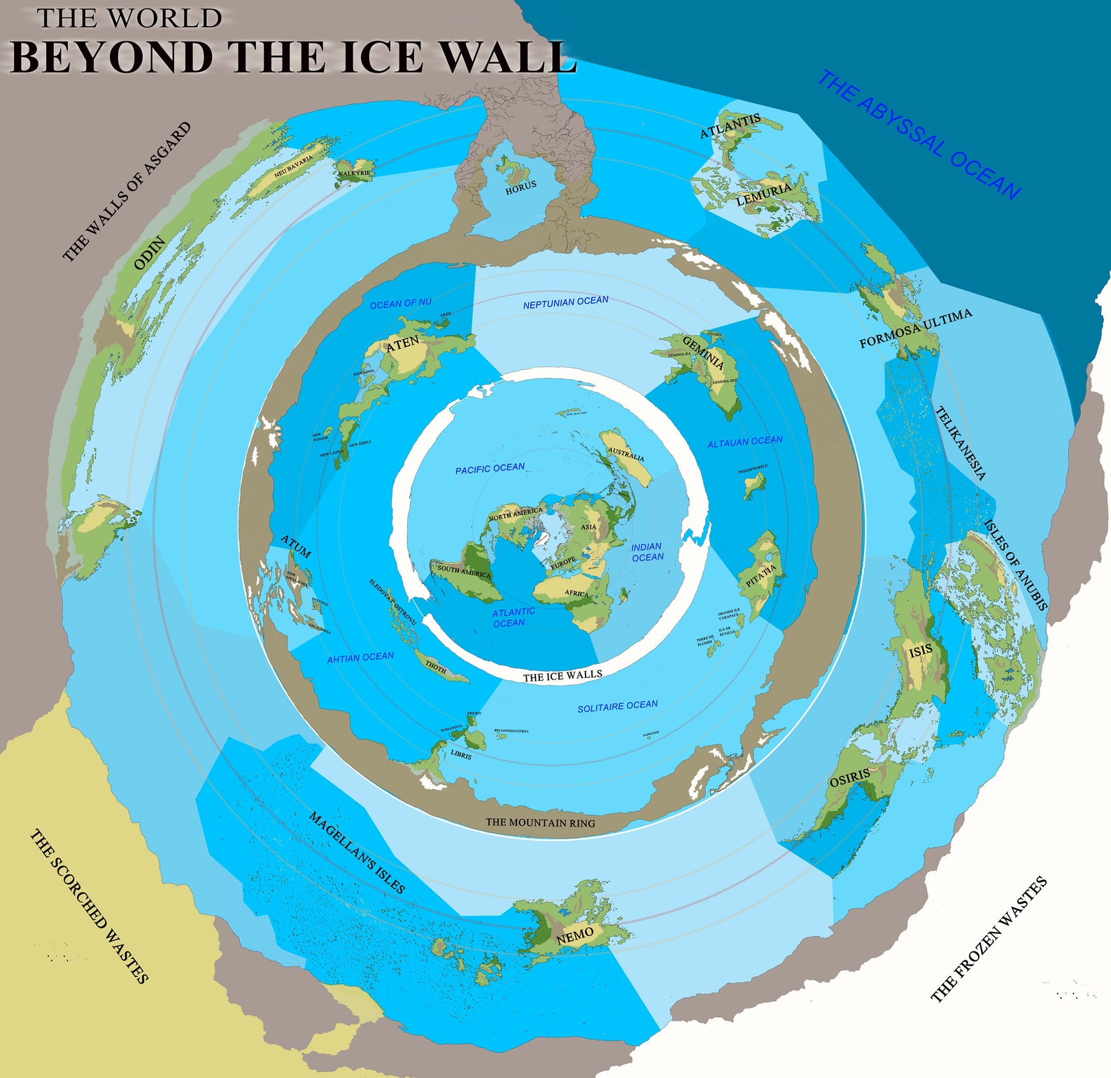 World Beyond the Ice Wall Flat Earth Map High Resolution Digital ...