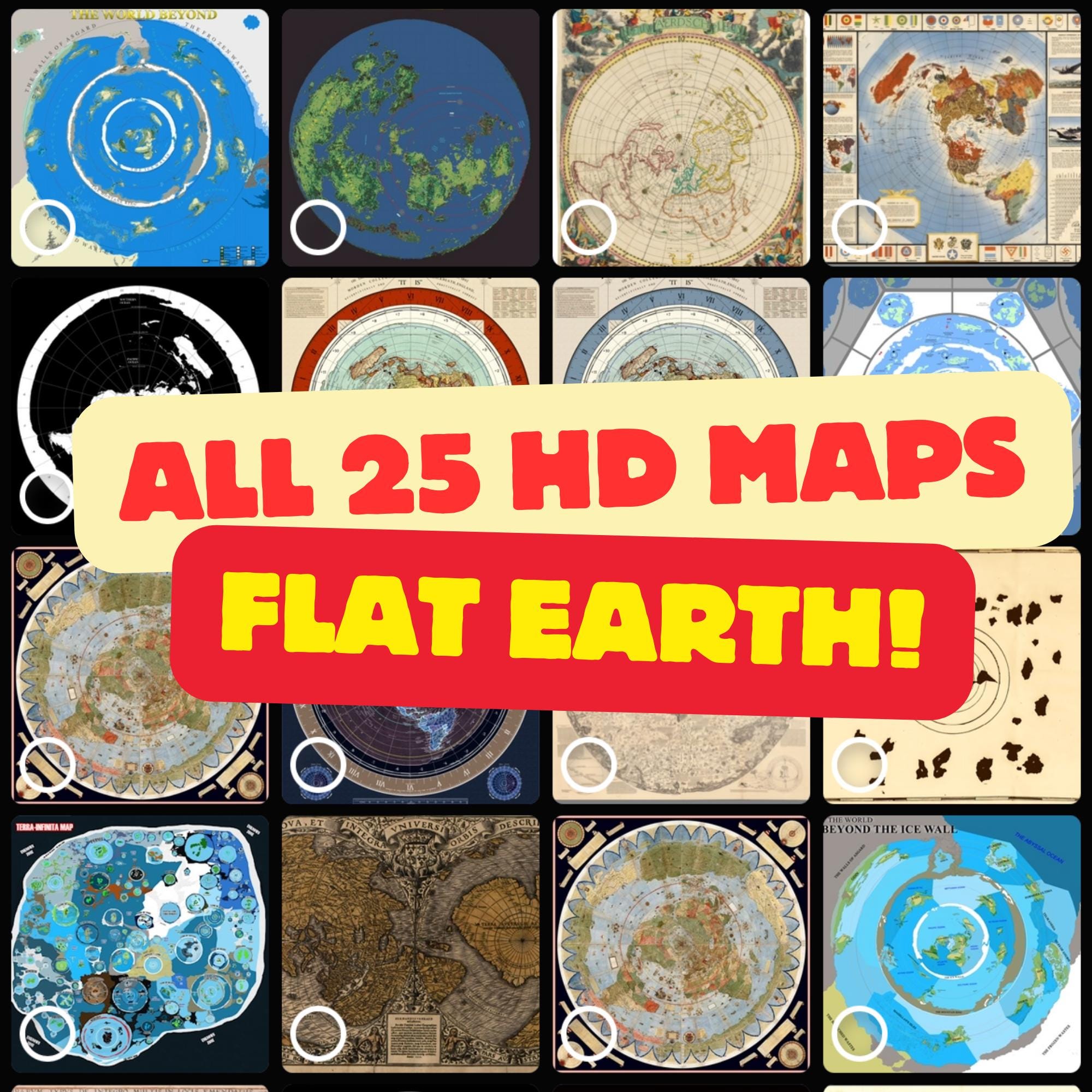 All 25 Flat Earth Maps High Resolution Digital Download - Extra ...