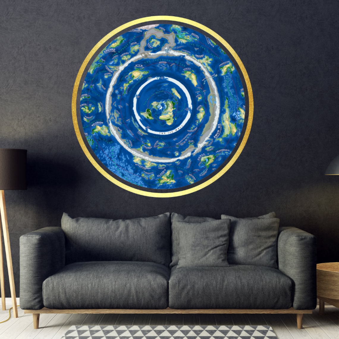 World Beyond the Ice Wall Flat Earth Map High Resolution Digital ...