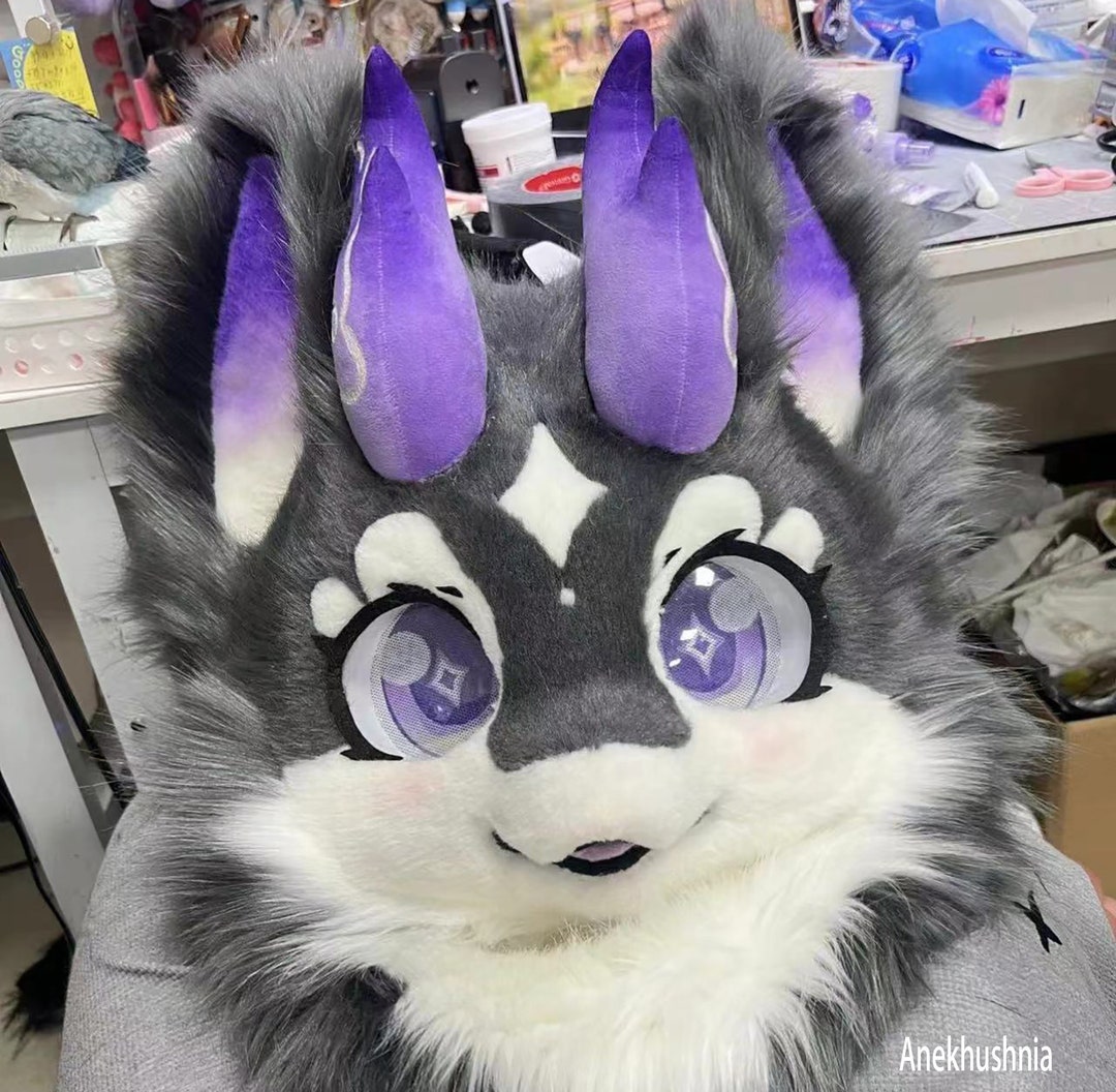 Kemono Mask, Furry Ears,hairy Horns,kemono Fursuit, Fursuit Head ...