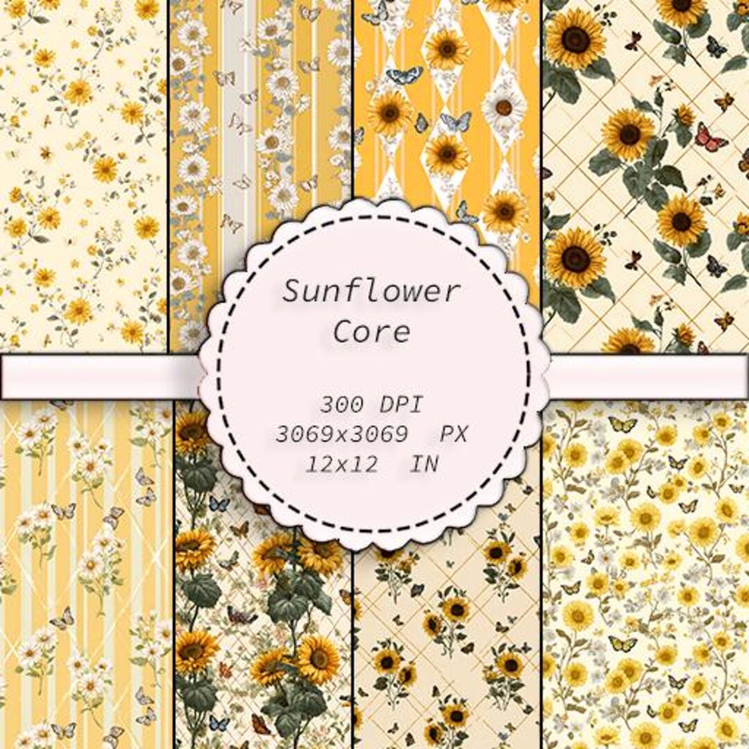 Sunflower Core Seamless Digital Textures, 300 DPI Files, 12x12in ...