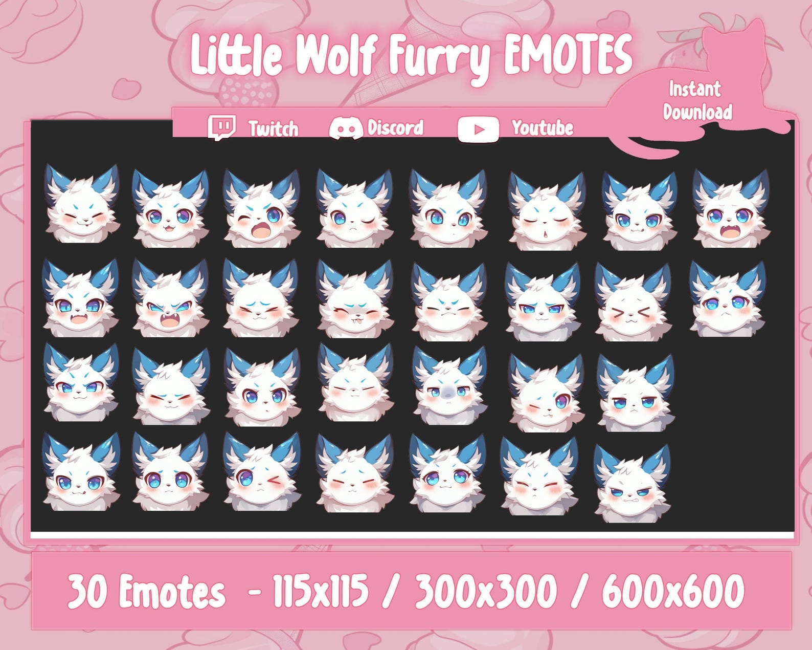 30 Little Wolf Furry Emotes: Twitch, Discord (digital Download) - Etsy