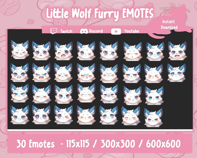 30 Little Wolf Furry Emotes: Twitch, Discord (digital Download) - Etsy