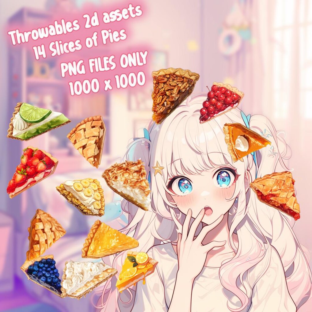 14 Pie Slices Vtuber Throwable Assets, Transparent ,2D Digital Assets,digital Download, Stream ...
