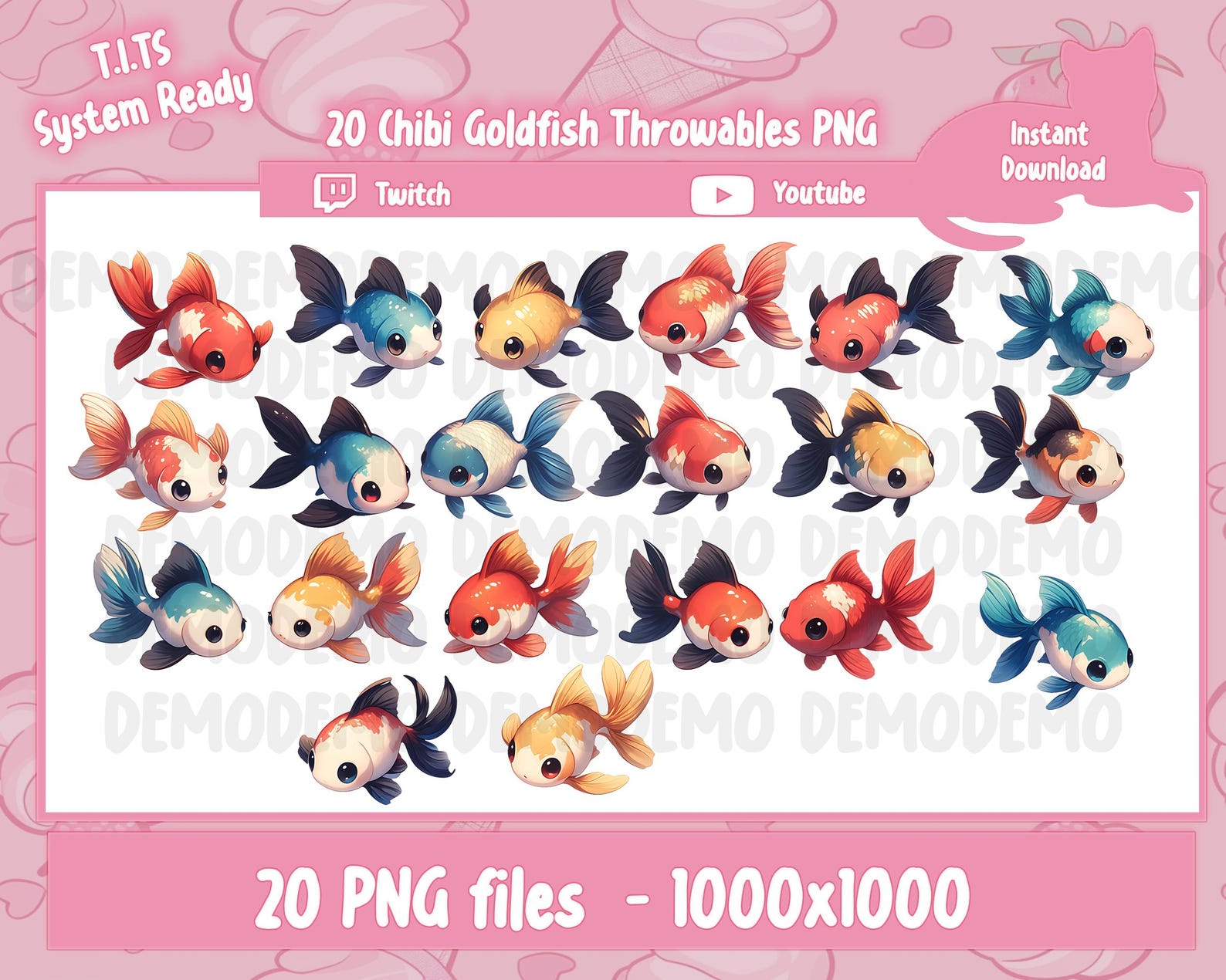 Chibi Goldfish Vtuber Throwable Assets, Stream Decoration (digital ...