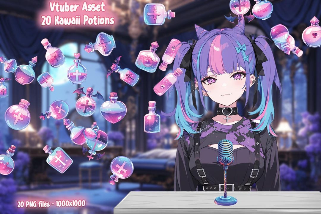20 Kawaii Potions to Throw, Vtuber Throwable Assets, Transparent ,2D Digital Assets ,digital ...
