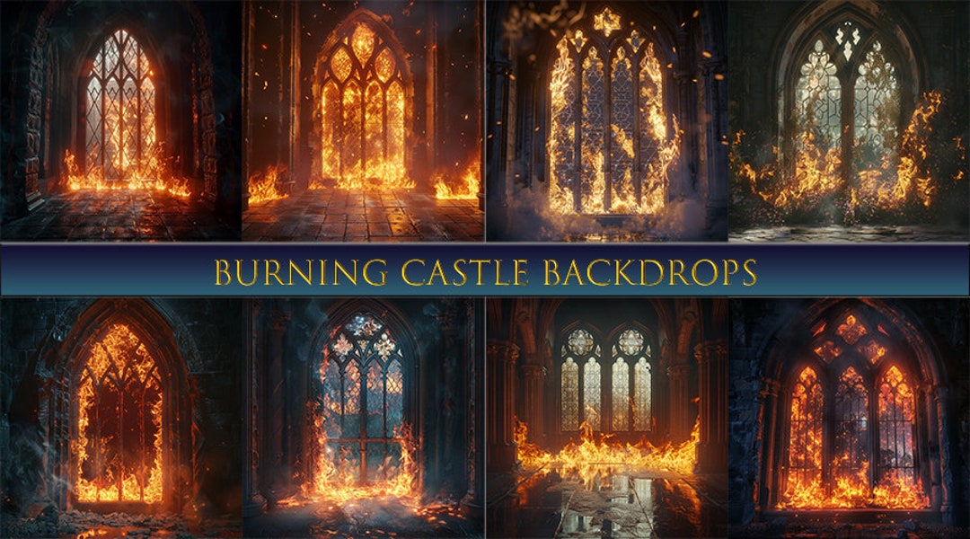 Burning Castle Backdrops, Backgrounds Digital Art, Beautiful - Etsy