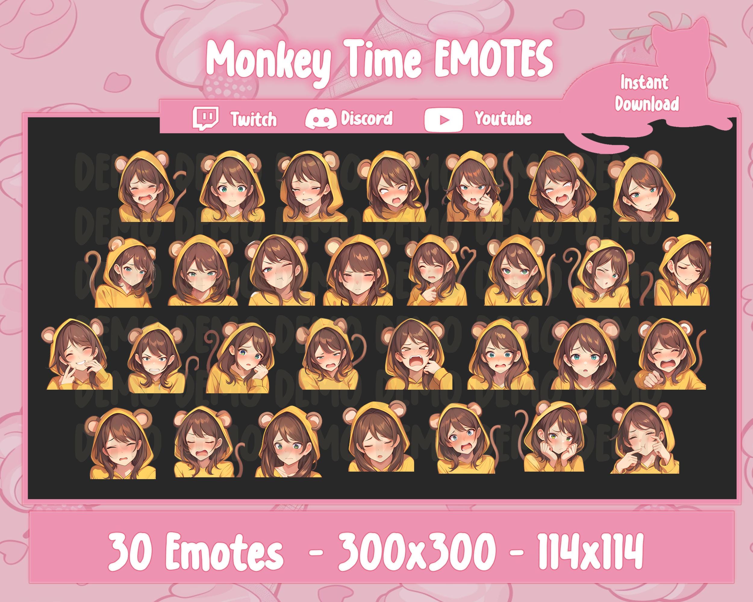 Monkey Time , Cute Girl Emotes Style , Discord, Twitch Download Digital ...