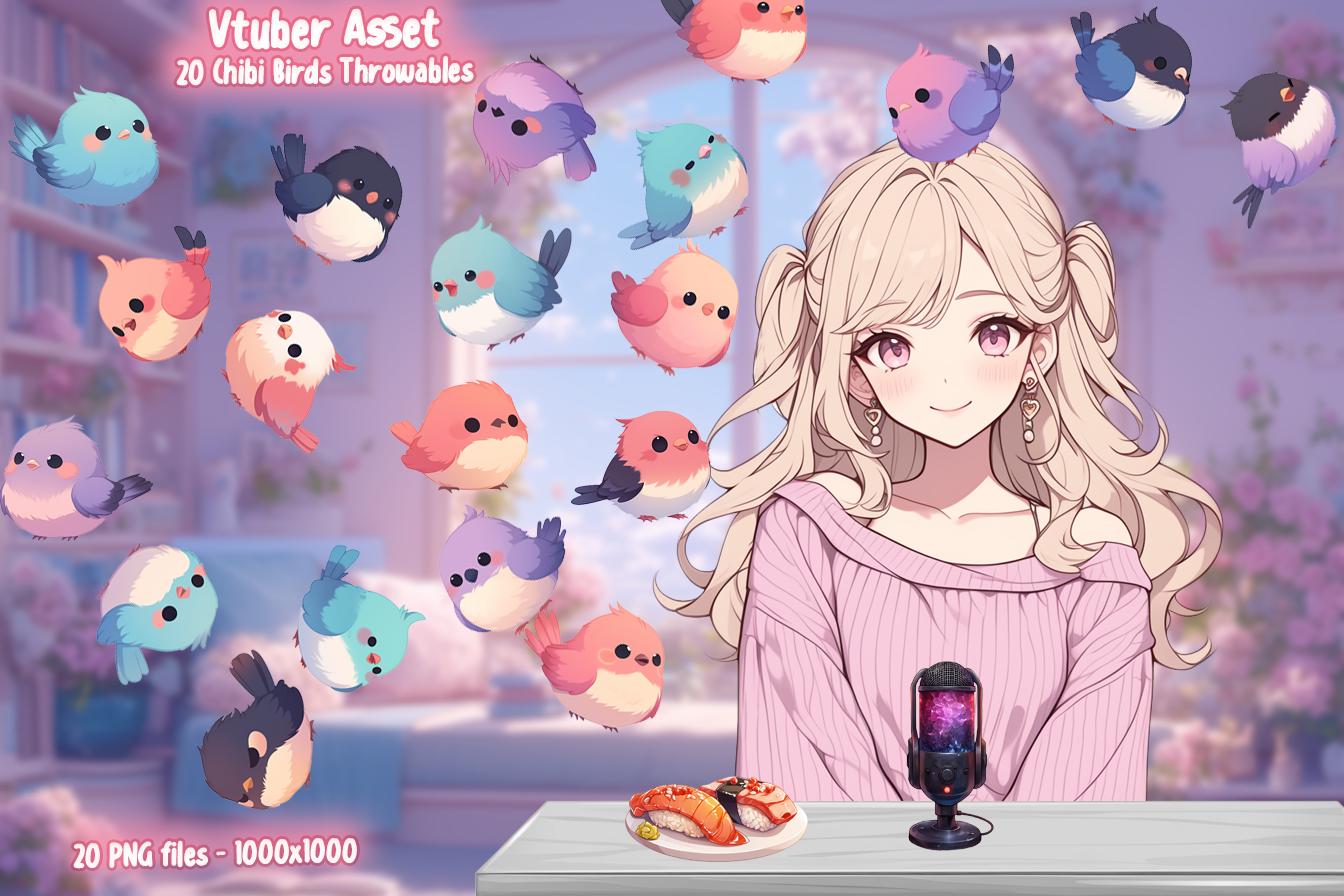 Chibi Birds Vtuber Throwable Assets, Transparent ,2D Digital Assets ...