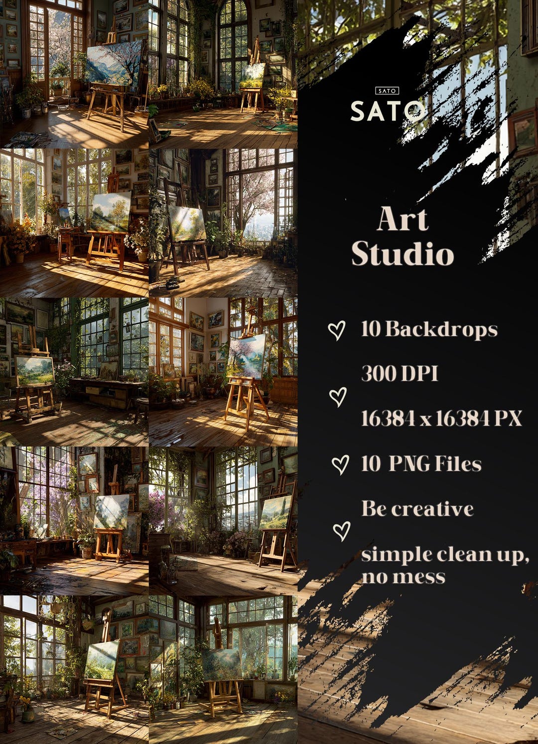 Art Studio Backdrops, Backgrounds Digital Art, Beautiful - Etsy