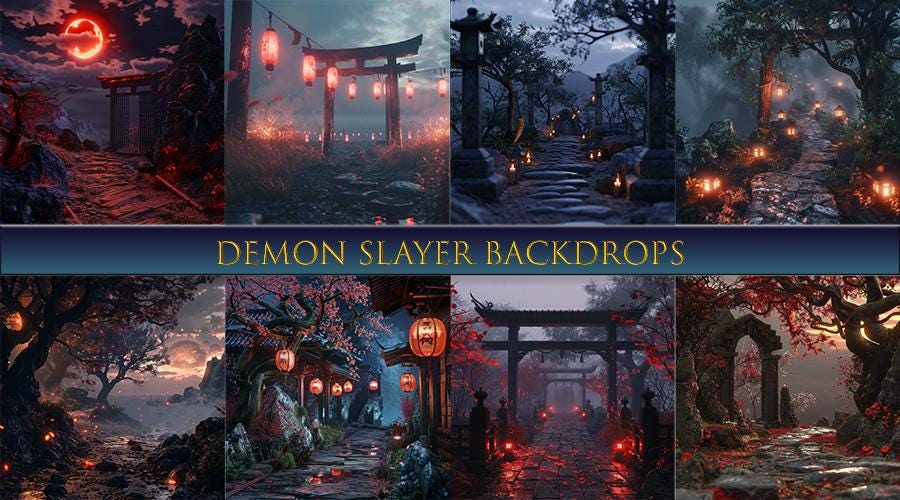 Demon Slayer Backdrops, Backgrounds Digital Art, Beautiful - Etsy