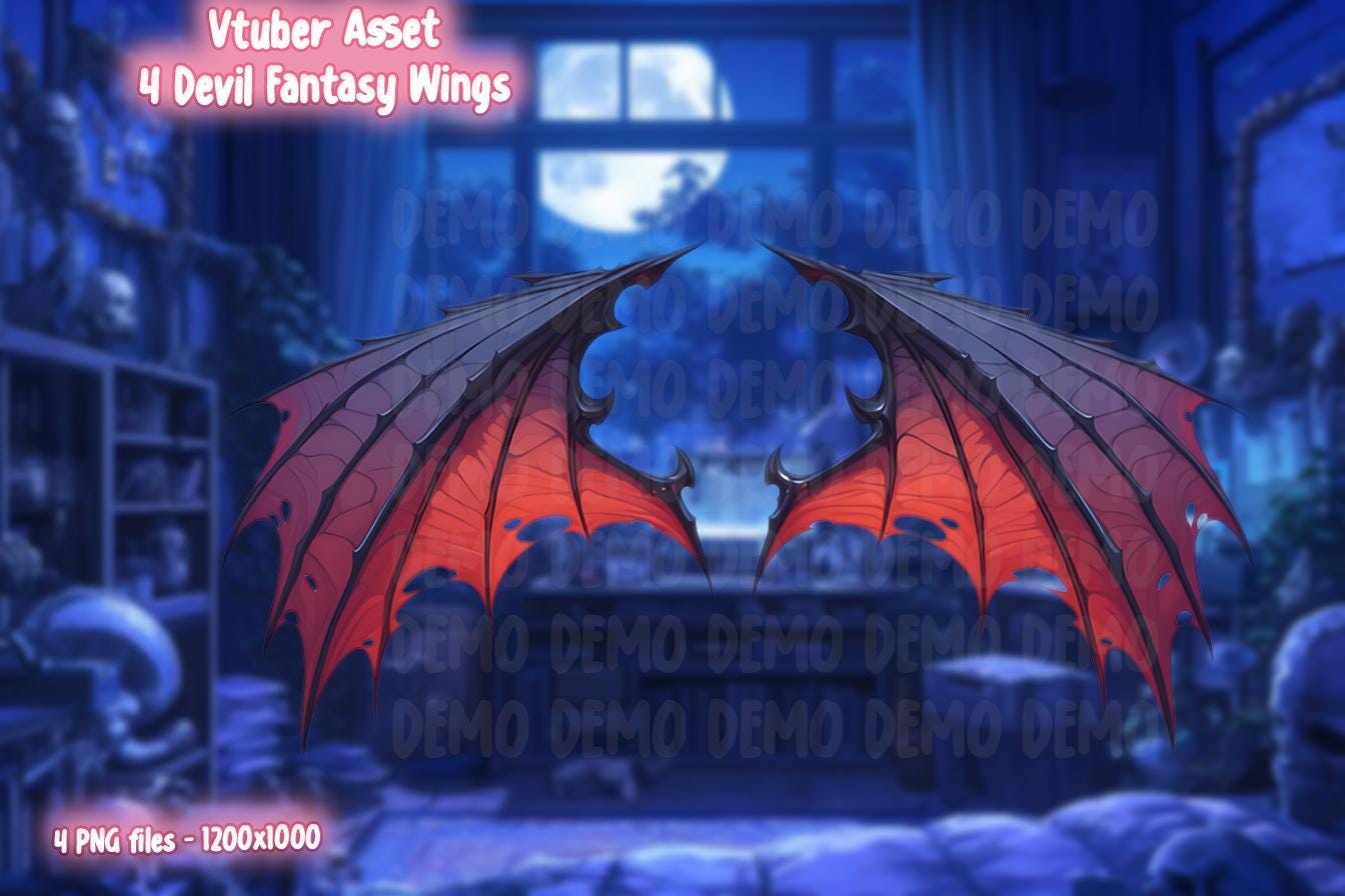 Fantasy Devil Wings: Vtuber Assets, Transparent PNG (digital Download ...