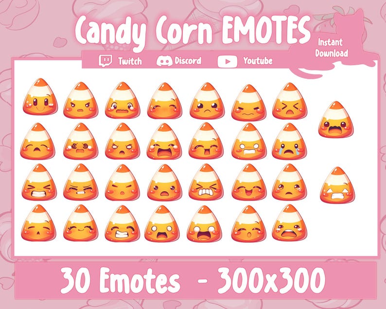 30 Candy Corn Emotes, Discord, Twitch Download Digital, Ready to Use ...