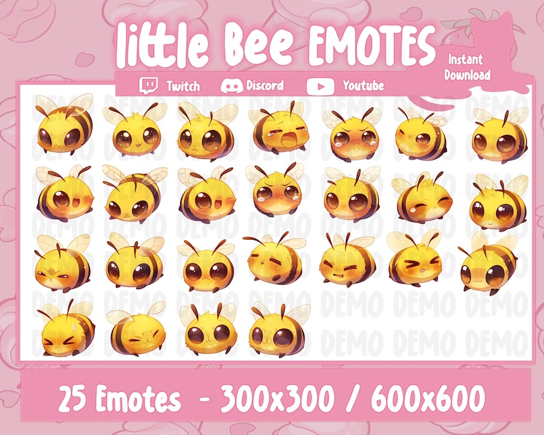 Little Bee Emotes, Discord, Twitch Download Digital, Ready to Use, Cute ...