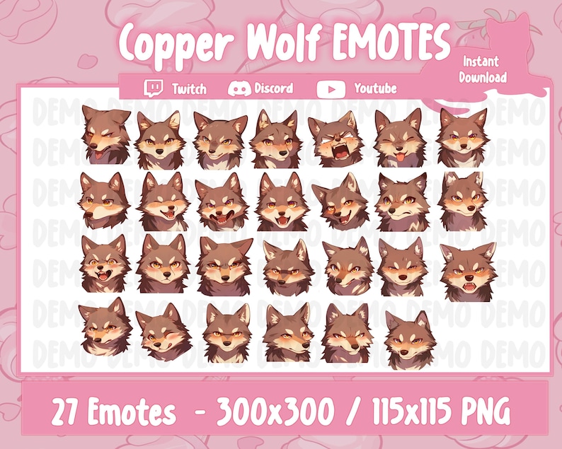 Copper Wolf Emotes for Twitch, Discord (digital Download) - Etsy