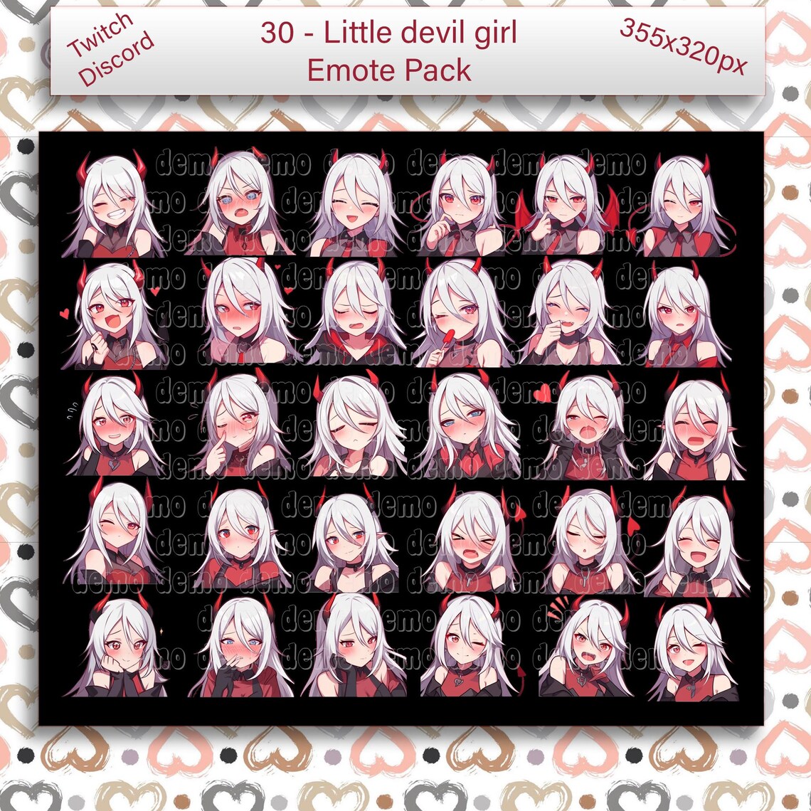 30 Little Devil Girl Emotes, Discord, Twitch Download Digital, Ready to ...