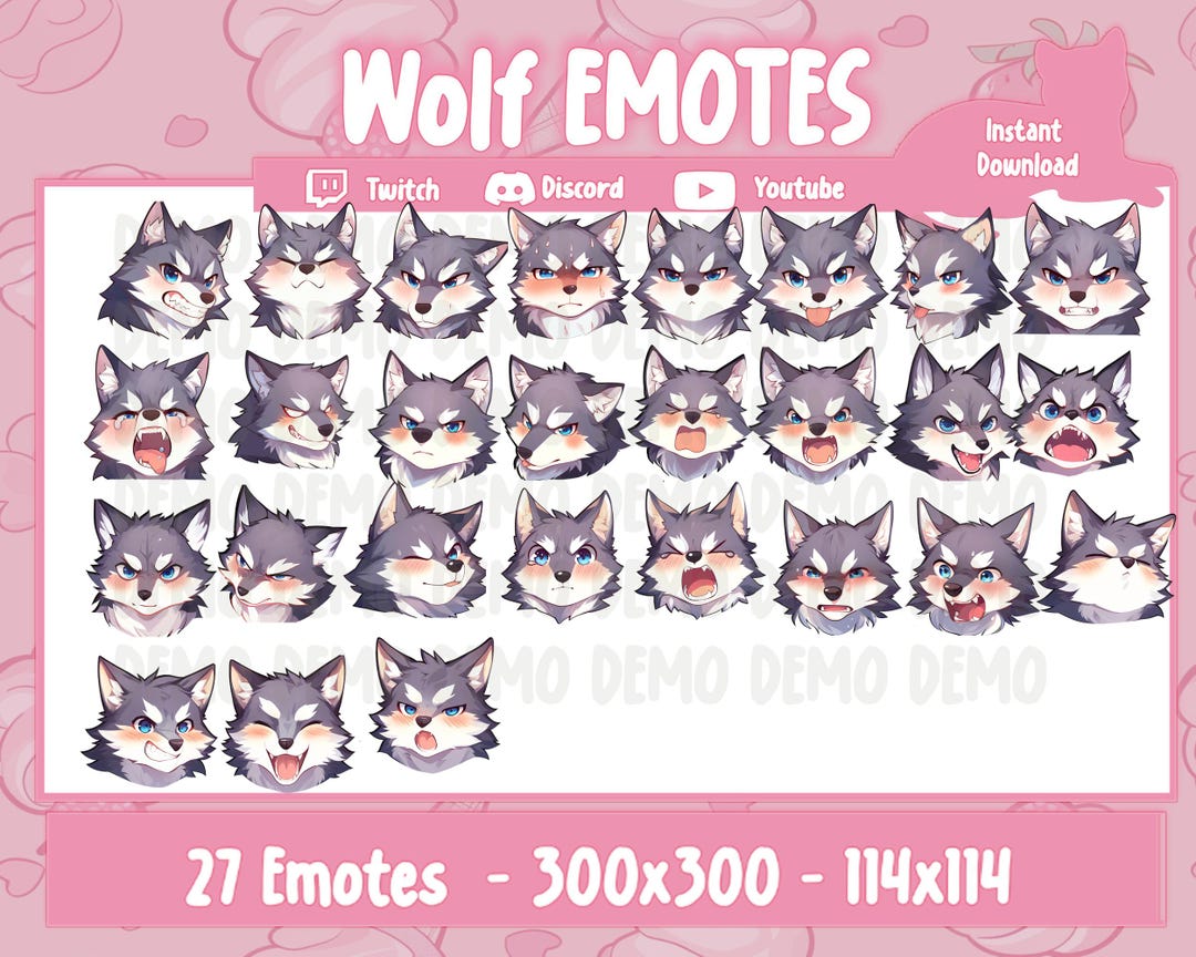 27 Wolf Emotes, Discord, Twitch Download Digital, Ready to Use, Cute ...