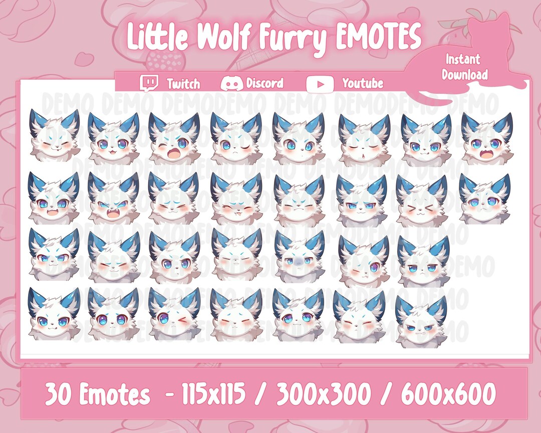 30 Little Wolf Furry Emotes, Discord, Twitch Download Digital, Ready to ...