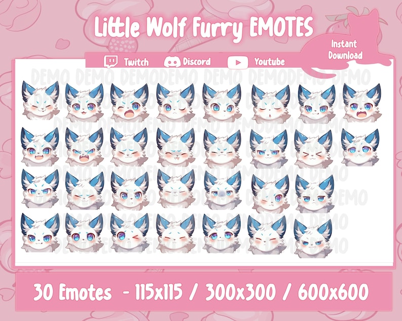 30 Little Wolf Furry Emotes: Twitch, Discord (digital Download) - Etsy