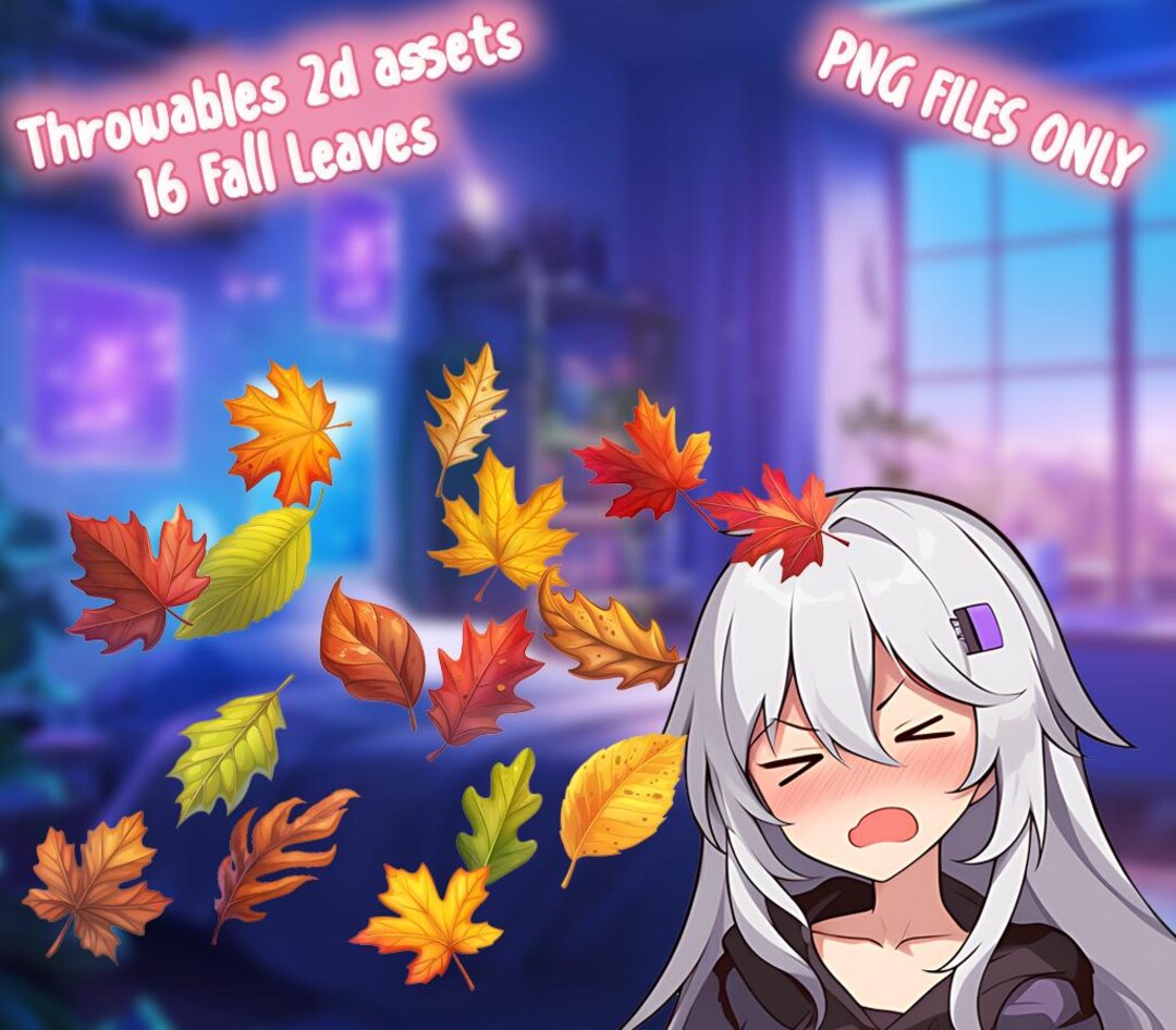 20x Fall Leaves Vtuber Throwable Assets, Transparent PNG (digital ...