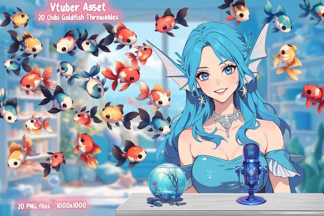 Chibi Goldfish Vtuber Throwable Assets, Transparent ,2D Digital Assets,digital Download, Stream ...