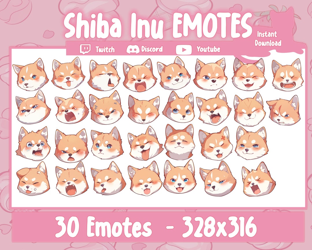 30 Shiba Inu Puppy Emotes, Discord, Twitch Download Digital, Ready to ...