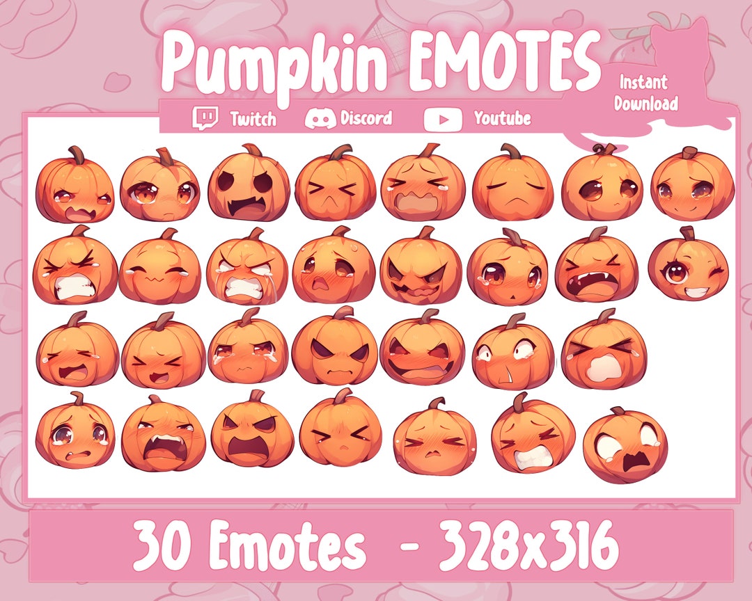 30 Pumpkin Emotes, Discord, Twitch Download Digital, Ready to Use, Cute ...