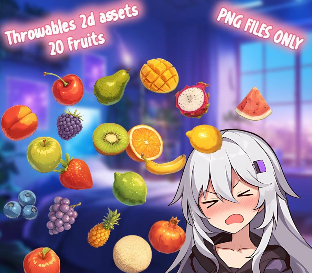 Pieces of Fruit Vtuber Throwable Assets, Transparent ,2D Digital Assets ...