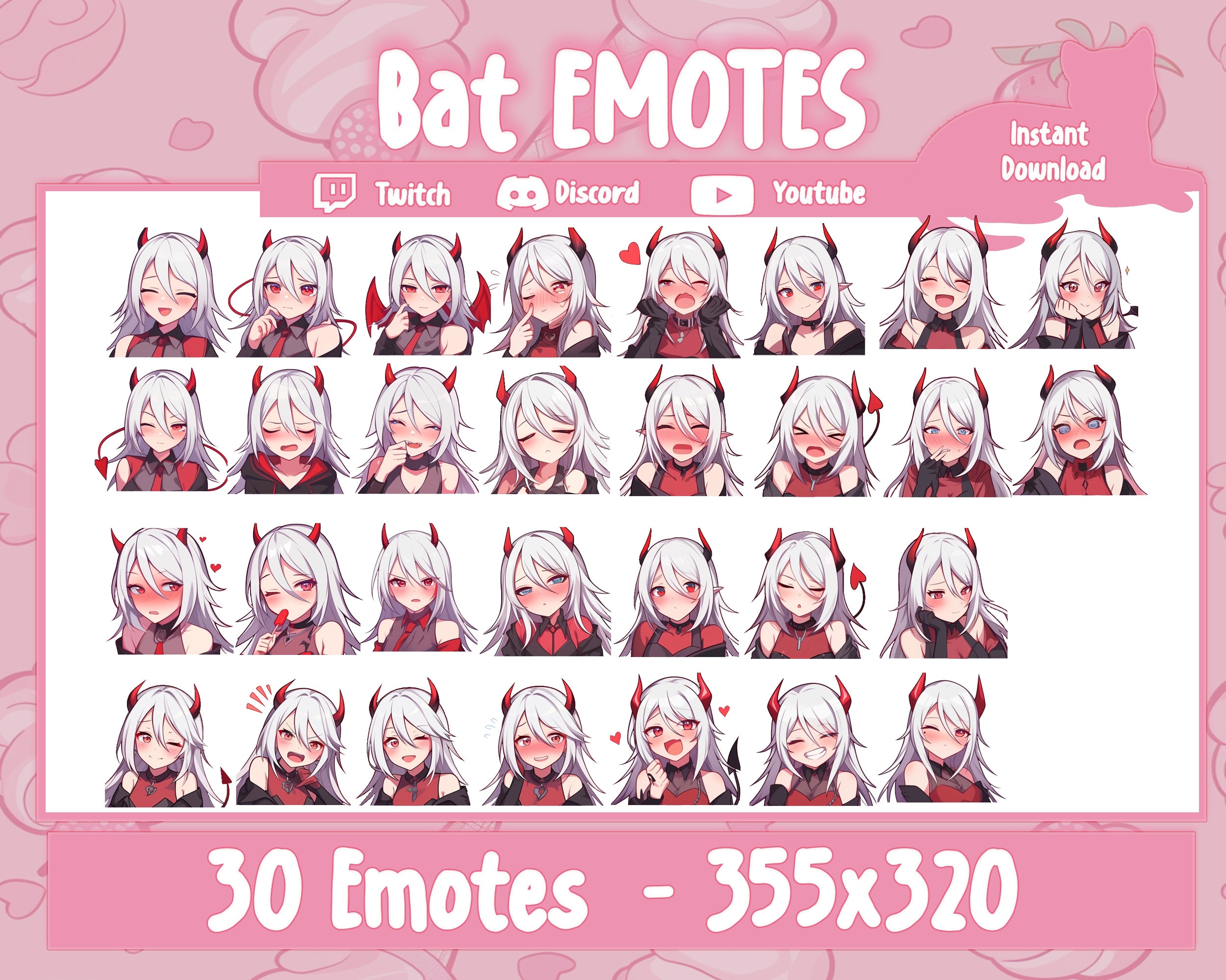 30 Little Devil Girl Emotes, Discord, Twitch Download Digital, Ready to ...