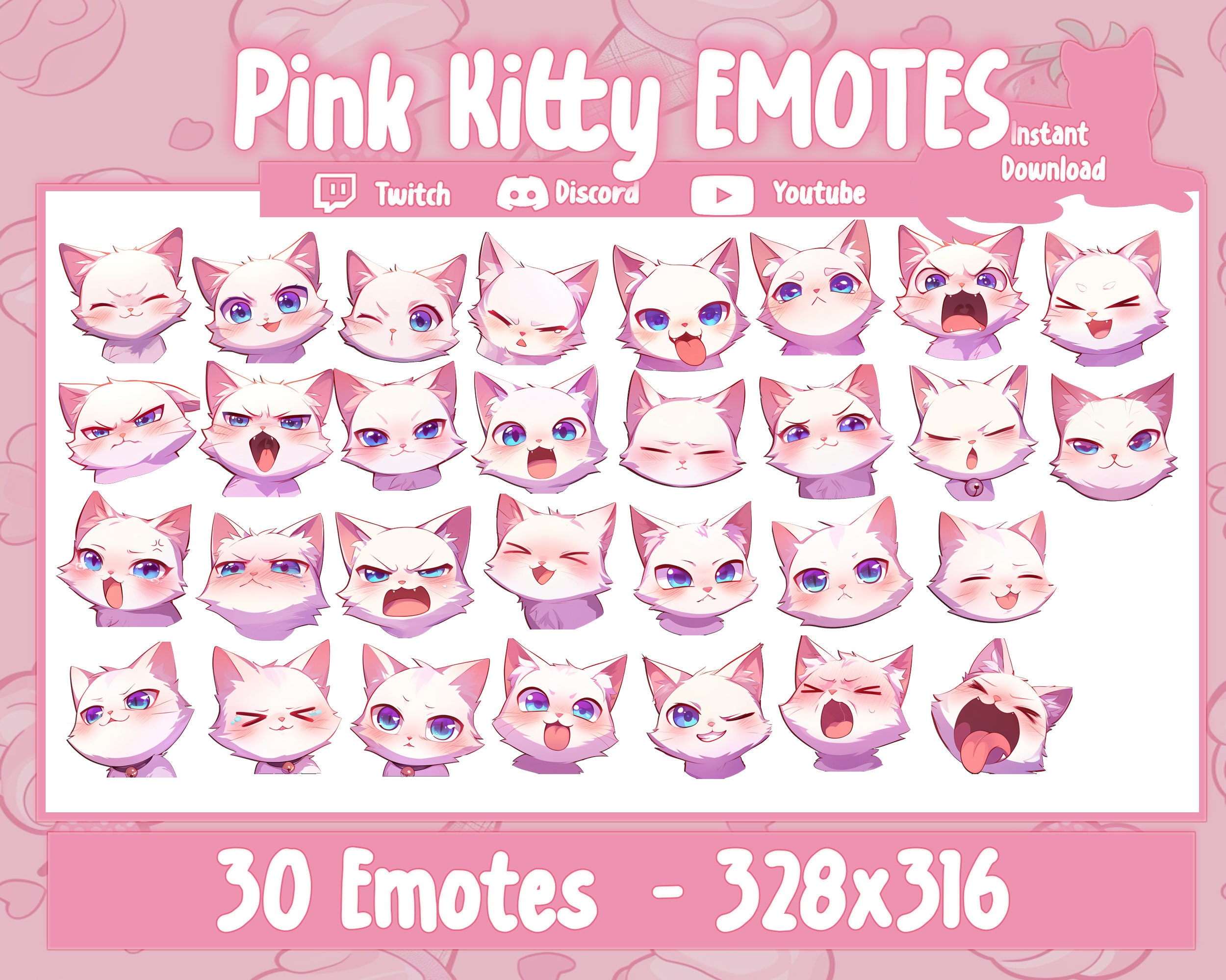 30 Kitty Cat Emotes, Discord, Twitch Download Digital, Ready to Use ...