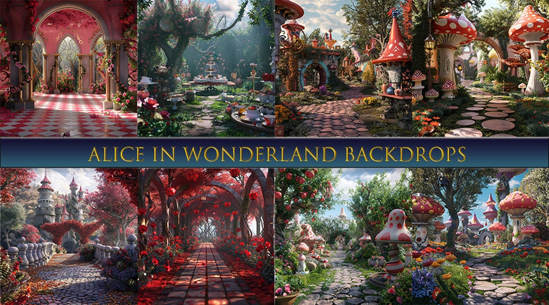 Alice in Wonderland Backdrops, Backgrounds Digital Art, Beautiful - Etsy